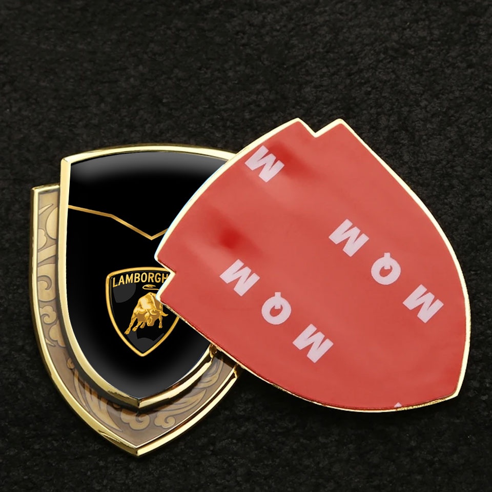 Lamborghini Badge Self Adhesive Gold Black Base Fine Line Classic Logo ...