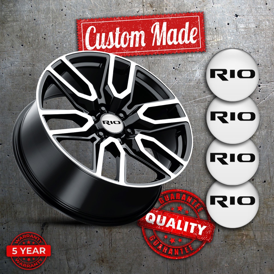 Kia Rio Emblems for Center Wheel Caps White Fill Black Logo Edition ...