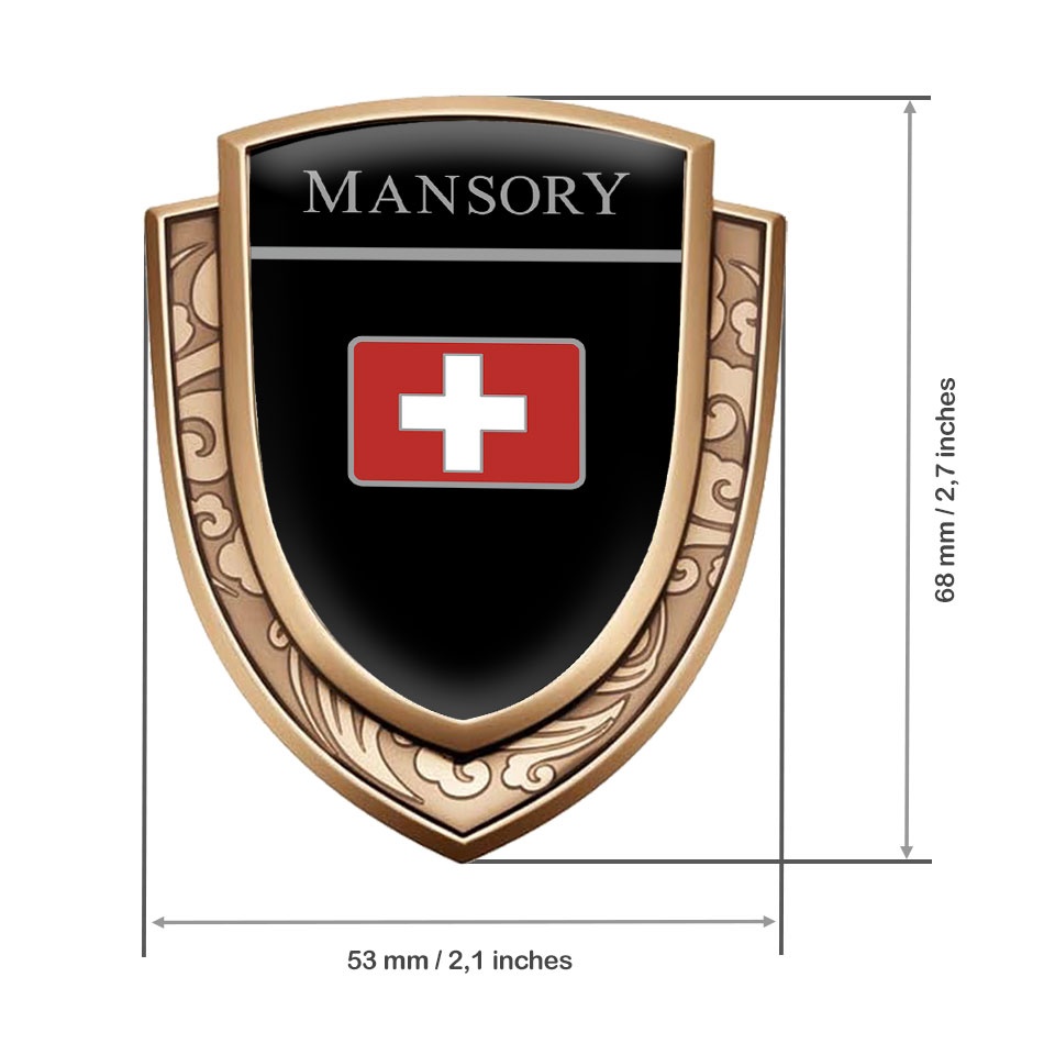 Mansory Emblem Trunk Badge Gold Black Base Cross Logo Design | Metal ...