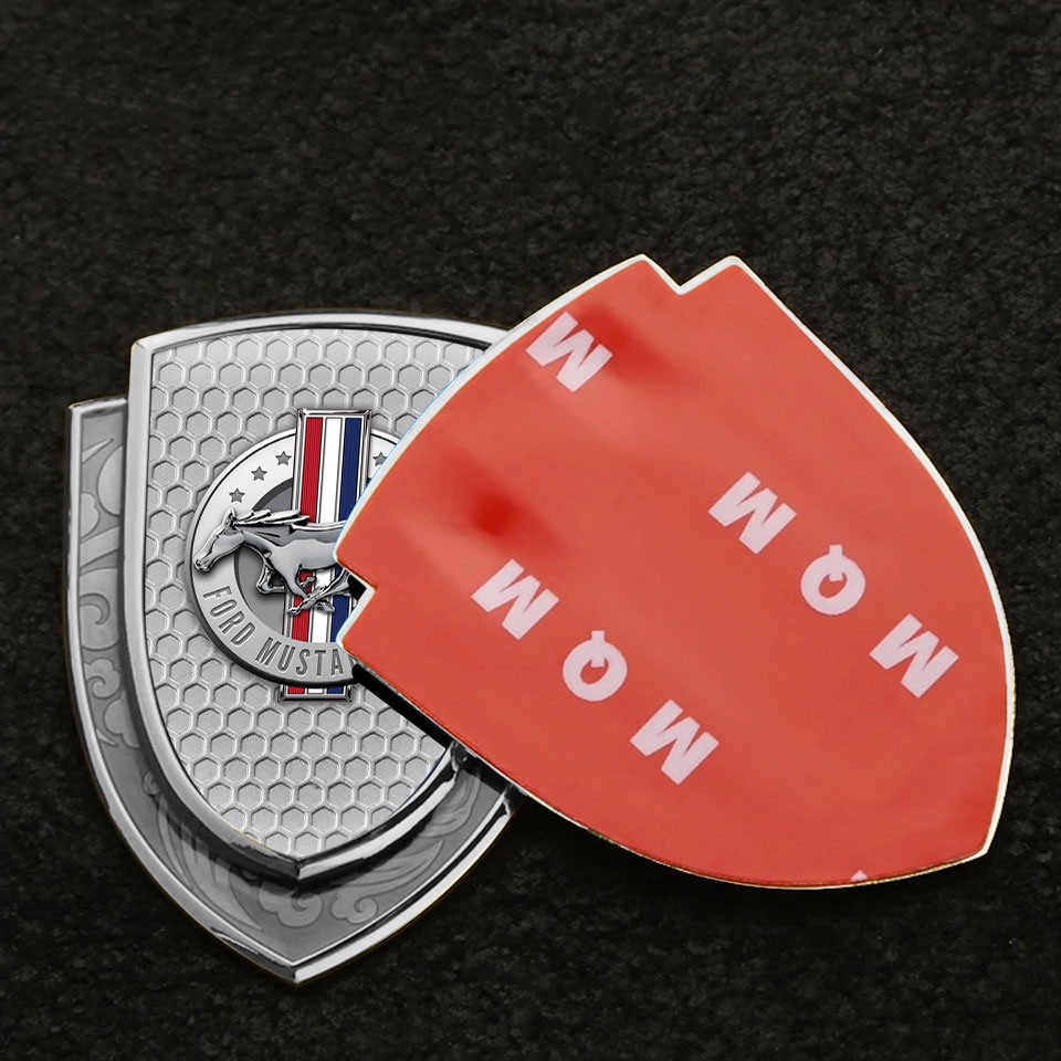 Ford Mustang Emblem Badge Silver Grey Honeycomb Chrome Logo Motif ...