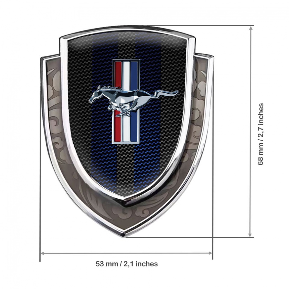 Ford Mustang Badge Self Adhesive Silver Carbon Tricolor Logo Design ...