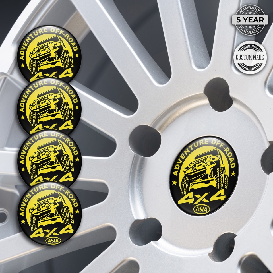 OFFROAD Emblem for Wheel Center Caps Black Base Yellow Adventure Theme ...