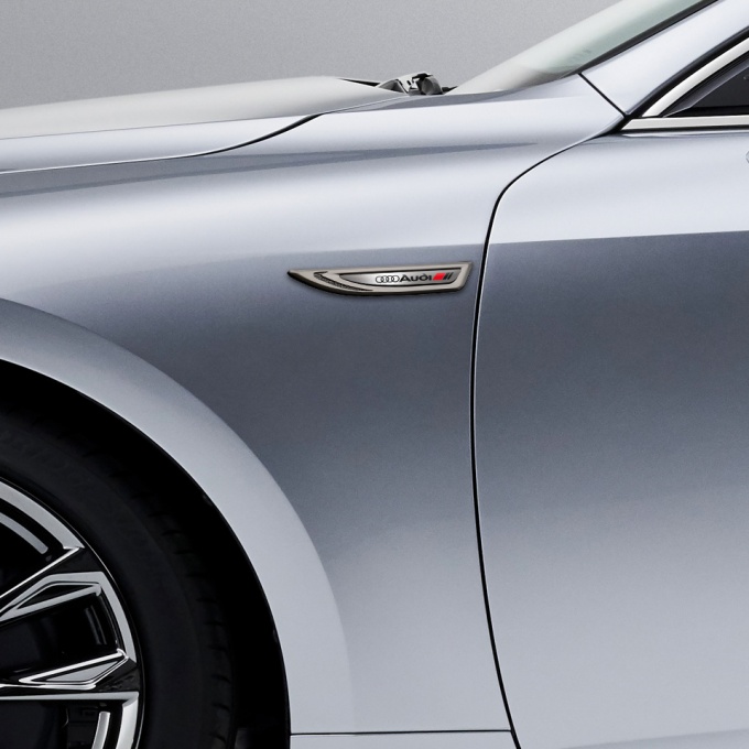 Audi Fender Bodyside Emblem Graphite Polished Metal Surface Black Logo ...