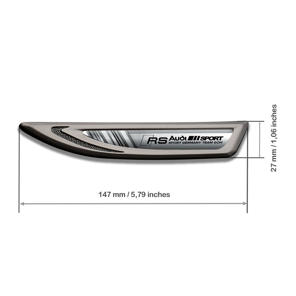 Audi RS Fender Bodyside Emblem Graphite Grey Elements Black Sport Logo ...