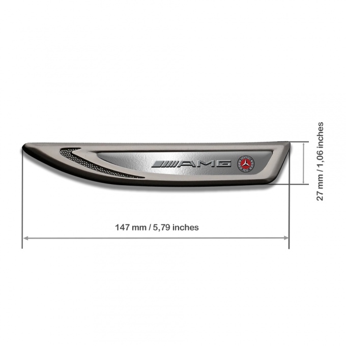 Mercedes AMG Fender Bodyside Emblem Graphite Polished Steel Sport Logo ...