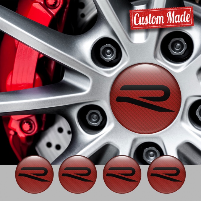 VW Emblems R-line for Center Caps Red Carbon | Wheel Emblems | Stickers ...