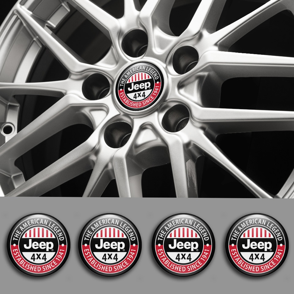 Jeep Stickers for Wheels Center Caps Black Base American Legend Edition ...