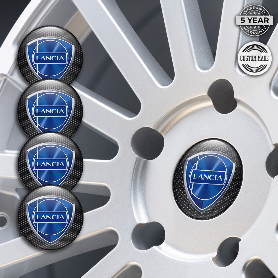 Lancia Stickers for Center Wheel Caps Dark Grate Metallic Logo Edition ...