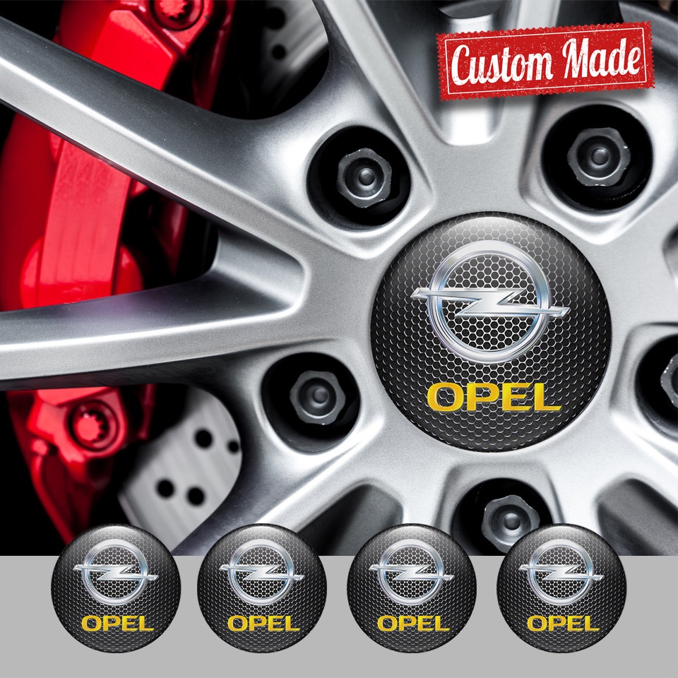 Opel Emblems for Center Wheel Caps Dark Mesh Silver Gold Logo Effect ...