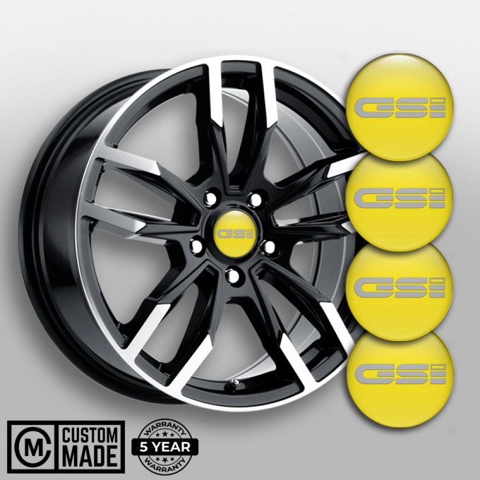 Opel GSI Emblems for Center Wheel Caps Yellow Fill Monochrome Badge ...
