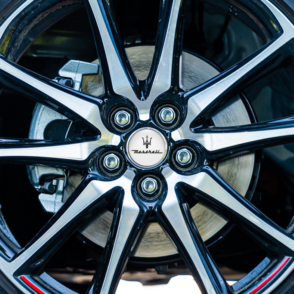Maserati Stickers for Center Wheel Caps White Print Classic Dark ...