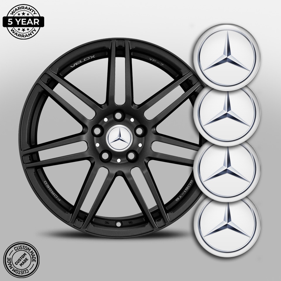 Mercedes Emblems for Center Wheel Caps White Metallic Star Edition ...
