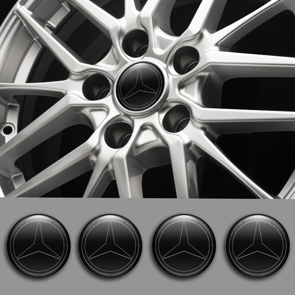 Mercedes Emblems for Center Wheel Caps Black Dark Star Logo Variant ...