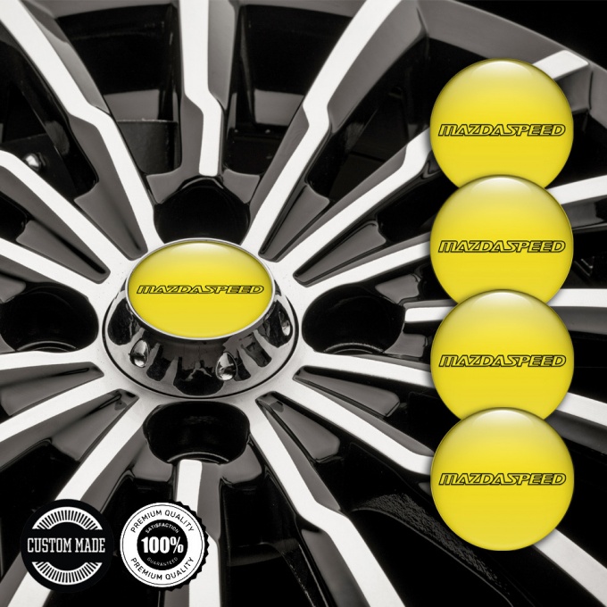 Mazda Speed Center Wheel Caps Stickers Yellow Print Dark Sport Logo ...
