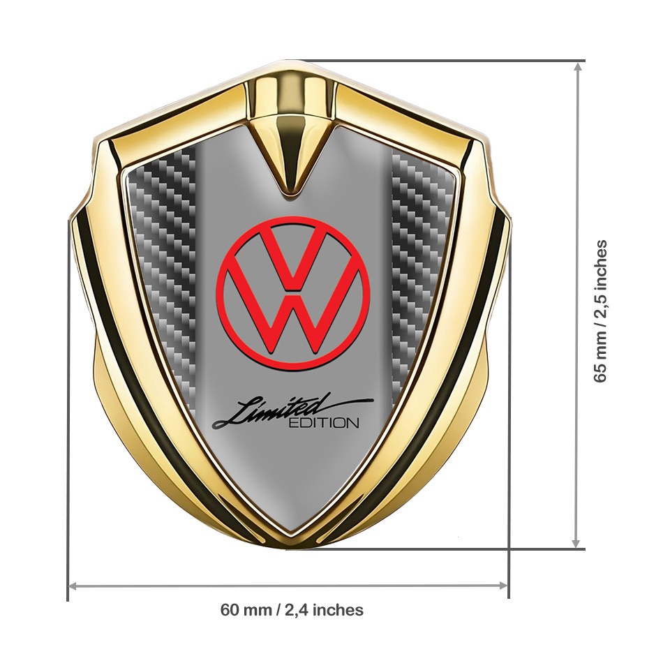 VW Emblem Trunk Badge Gold Dark Carbon Frame Limited Edition | Metal ...