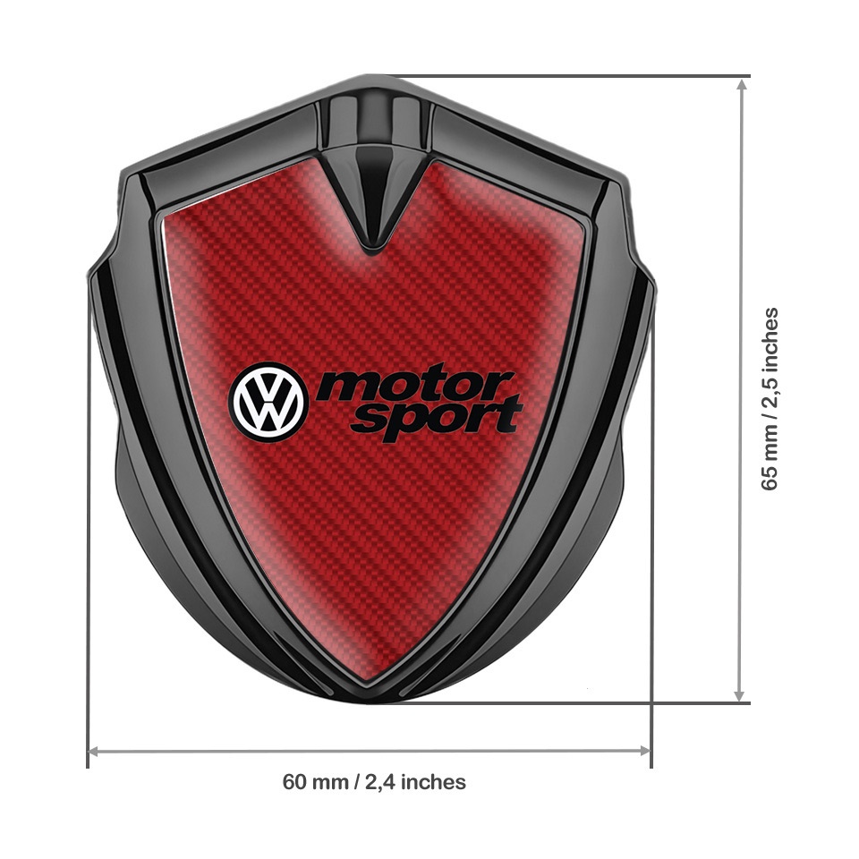 VW Fender Emblem Badge Graphite Red Carbon Motorsport Logo Design ...