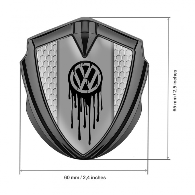 VW Badge Self Adhesive Graphite Honeycomb Dripping Brush Effect | Metal ...