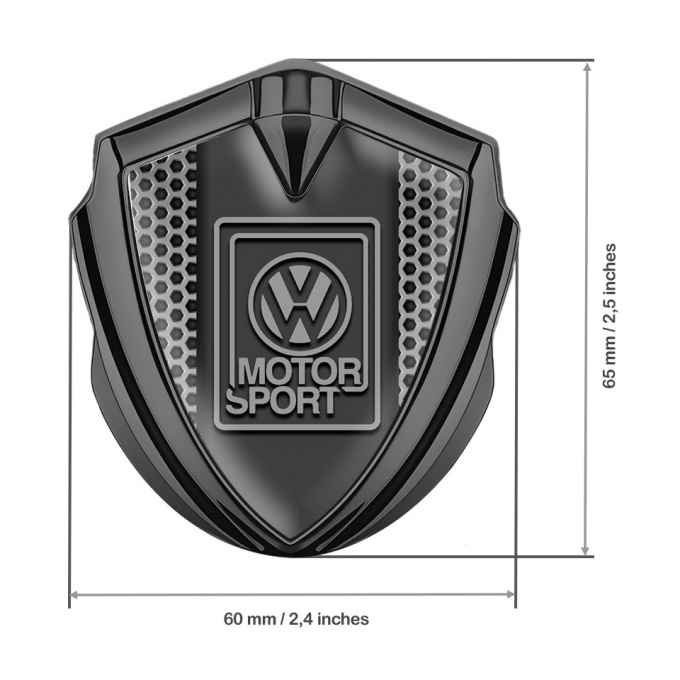 VW Emblem Trunk Badge Graphite Honeycomb Grey Motorsport Logo | Metal ...