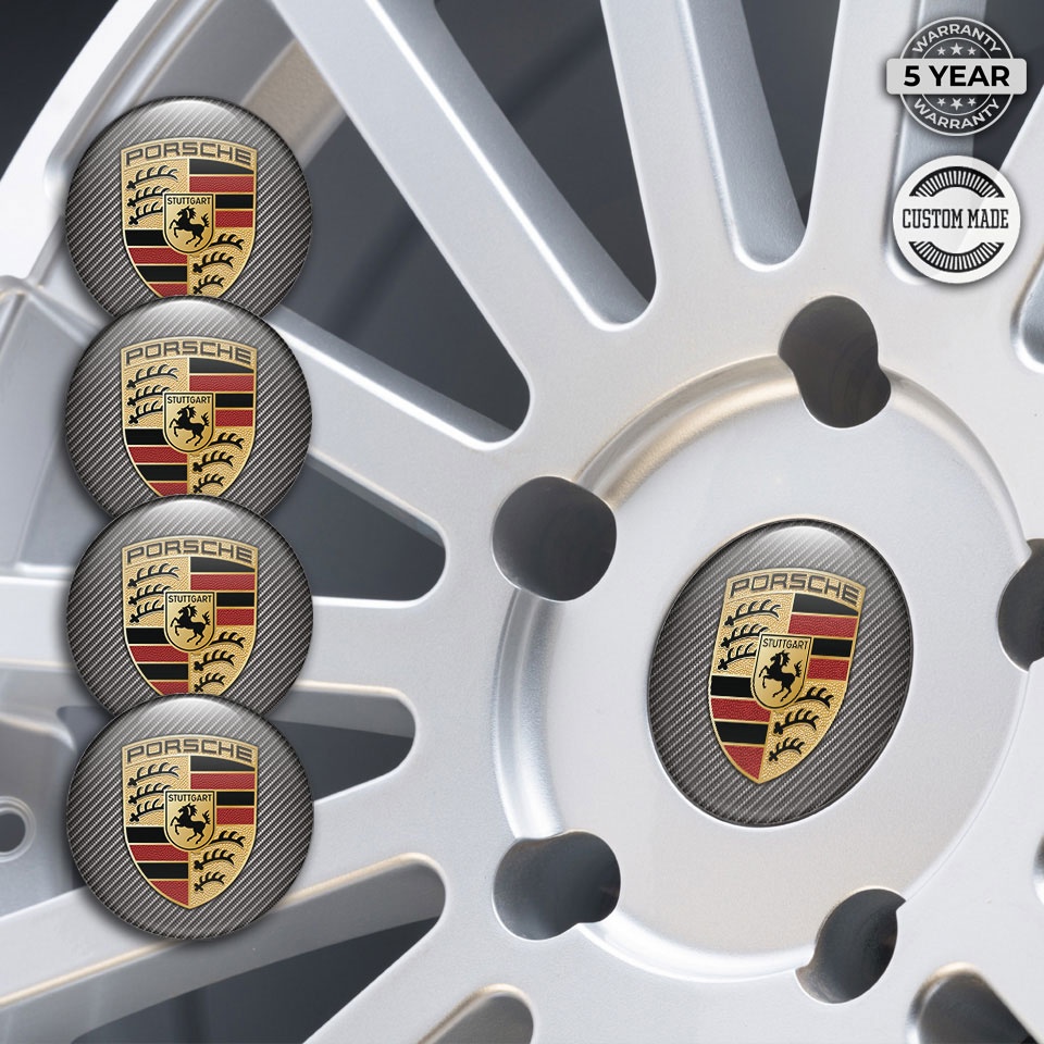 Porsche Emblems for Wheel Center Caps Carbon Edition | Wheel Emblems ...