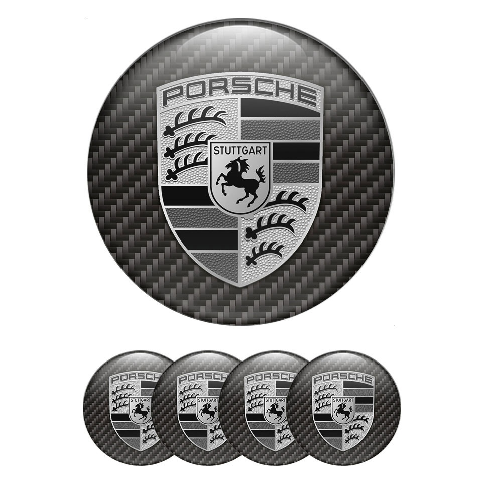 Porsche Emblems for Wheel Center Caps Monochrome Edition | Wheel ...