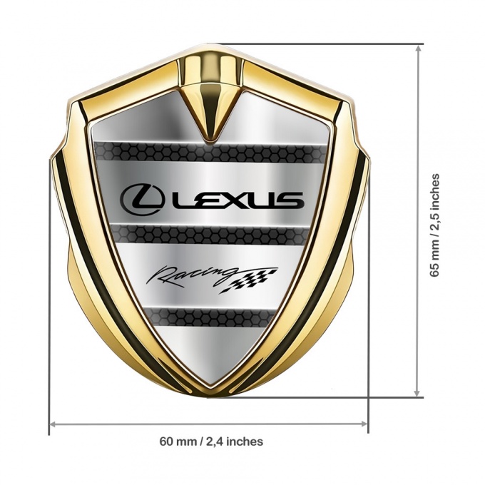Lexus Bodyside Domed Emblem Gold Dark Hex Lines Racing Logo | Metal ...