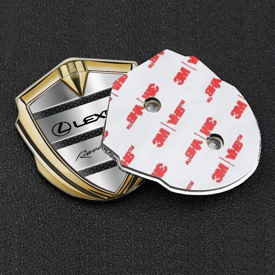 Lexus Bodyside Domed Emblem Gold Dark Hex Lines Racing Logo | Metal ...