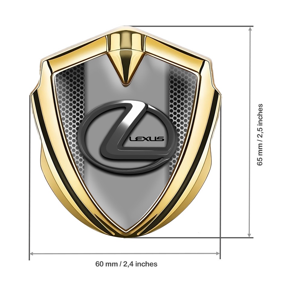 Lexus Bodyside Emblem Self Adhesive Gold Metal Mesh Dark Steel Logo ...