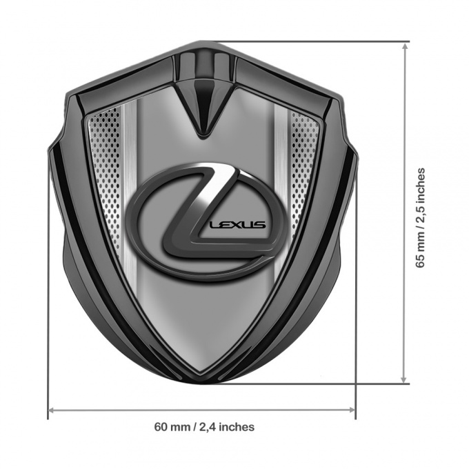 Lexus Metal Domed Emblem Graphite Grate Motif Grey Dark Steel Logo ...