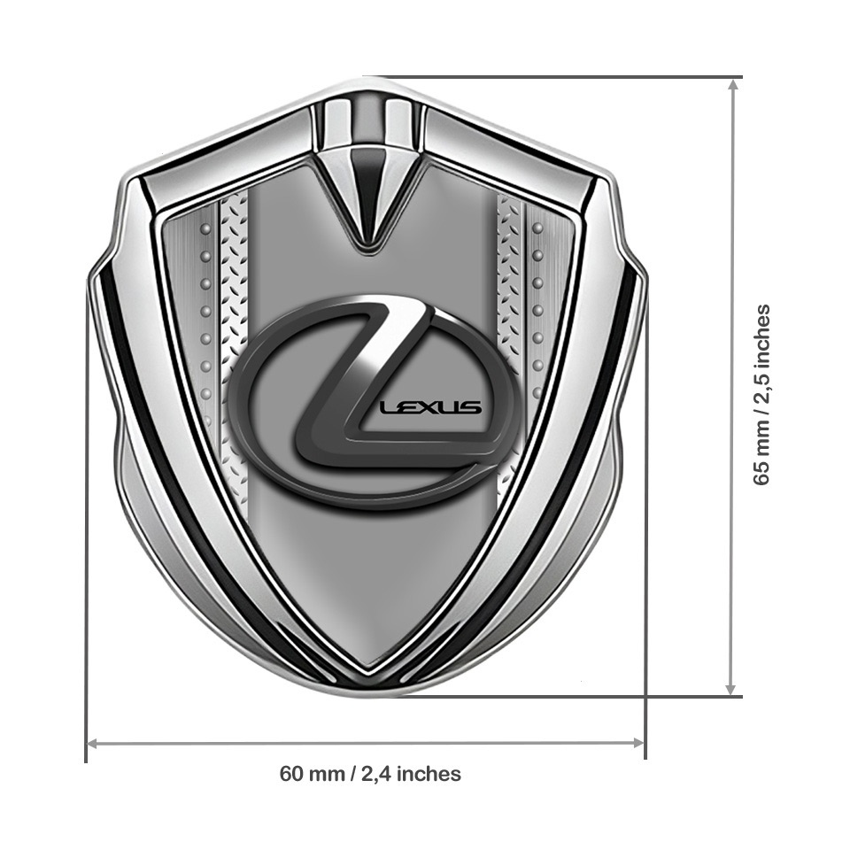 Lexus Emblem Badge Self Adhesive Silver Bolted Frame Dark Steel Logo ...