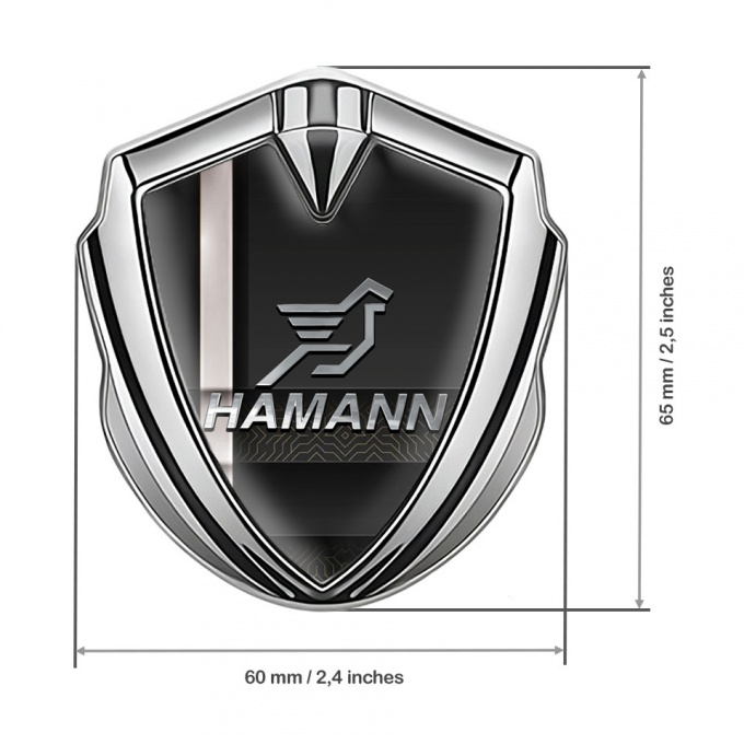 Hamann Emblem Trunk Badge Silver White Stripe Chrome Pegasus | Metal ...