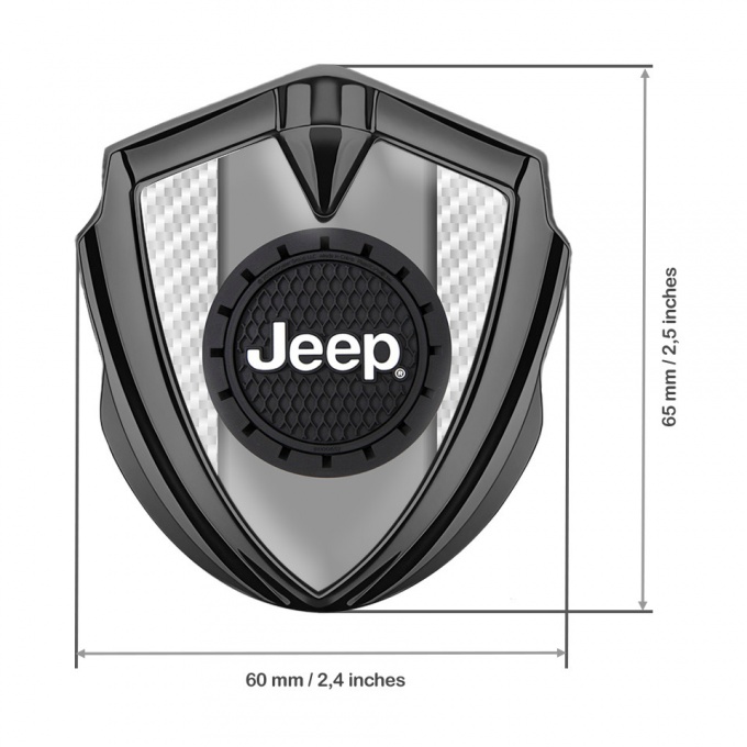 Jeep Emblem Self Adhesive Graphite White Carbon Engraved Circle Logo ...