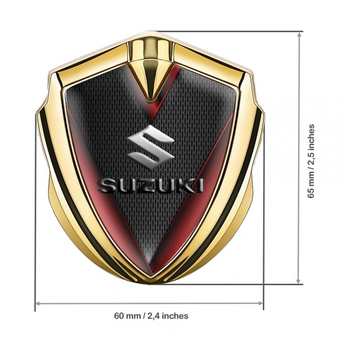 Suzuki Silicon Emblem Badge Gold Red Wings Emboss Logo Effect | Metal ...