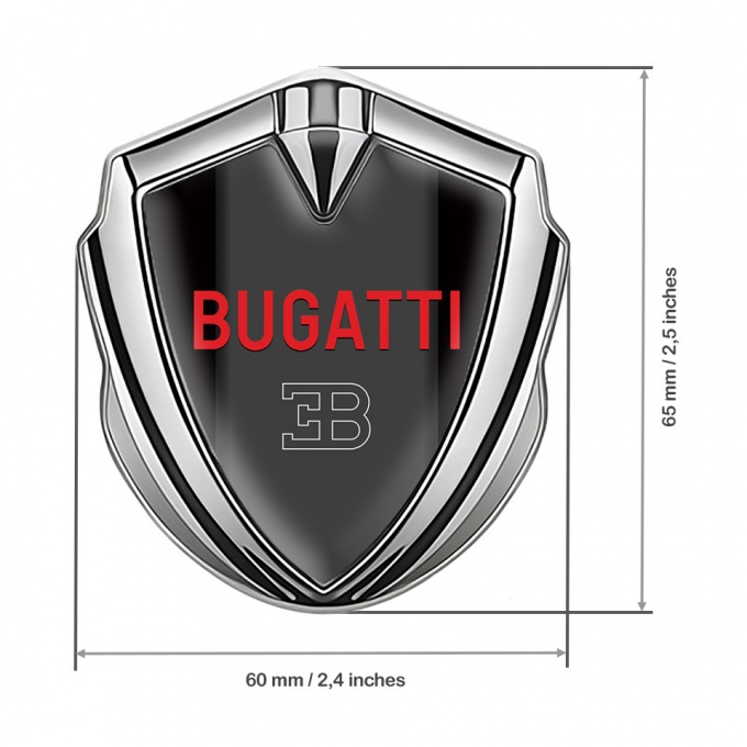 Bugatti Silicon Emblem Badge Silver Black Base Crimson Logo Design ...
