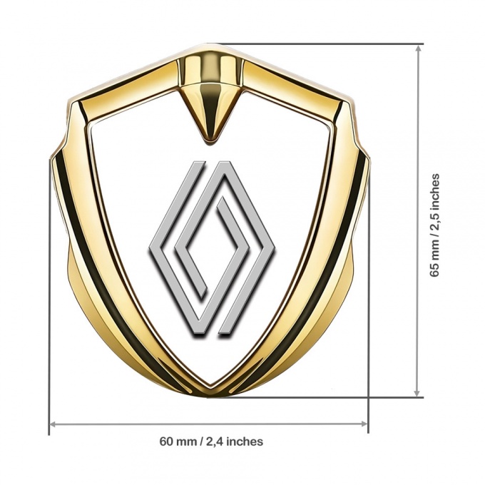 Renault Emblem Metal Badge Gold White Print Clean Logo Edition | Metal ...