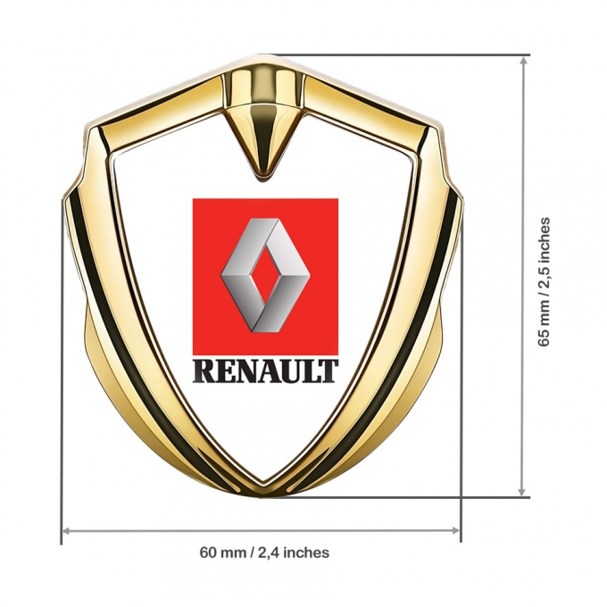Renault Emblem Car Badge Gold White Base Red Square Logo Design | Metal ...