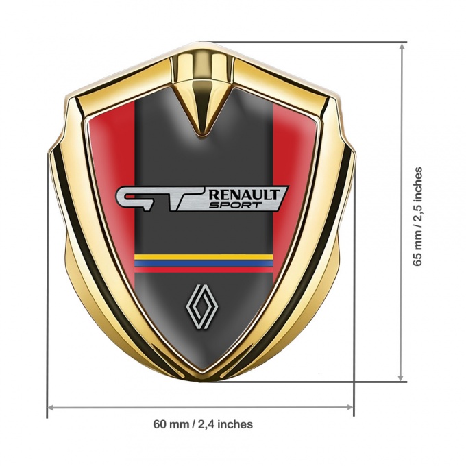Renault GT Emblem Silicon Badge Gold Red Fill Tricolor Edition | Metal ...