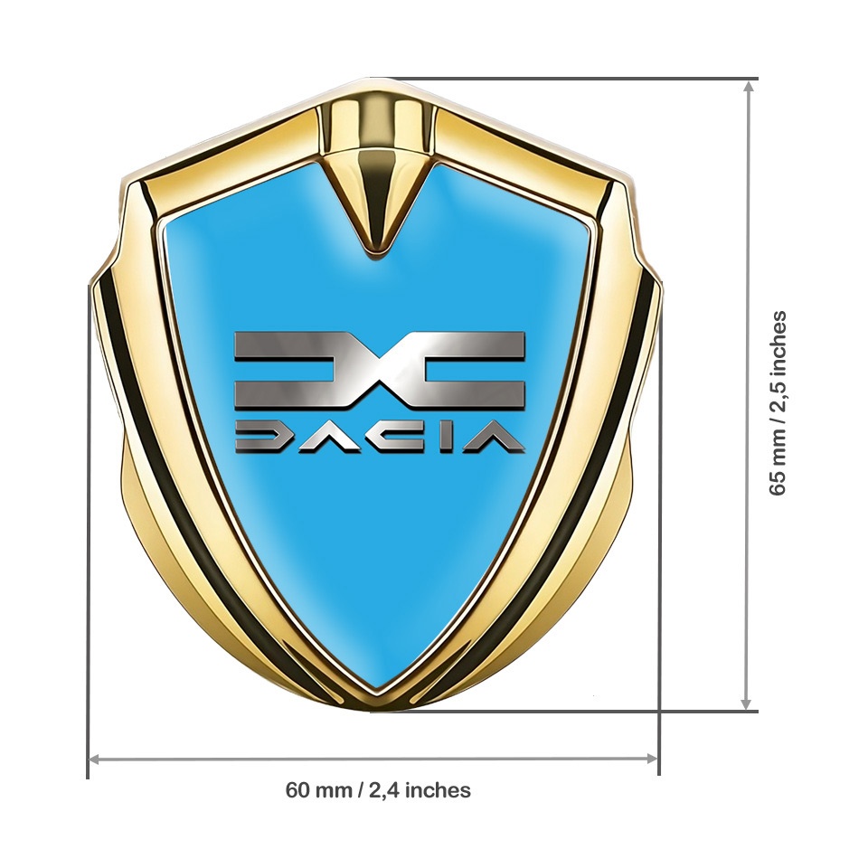 Dacia Domed Emblem Badge Gold Sky Blue Base Polished Logo Design ...