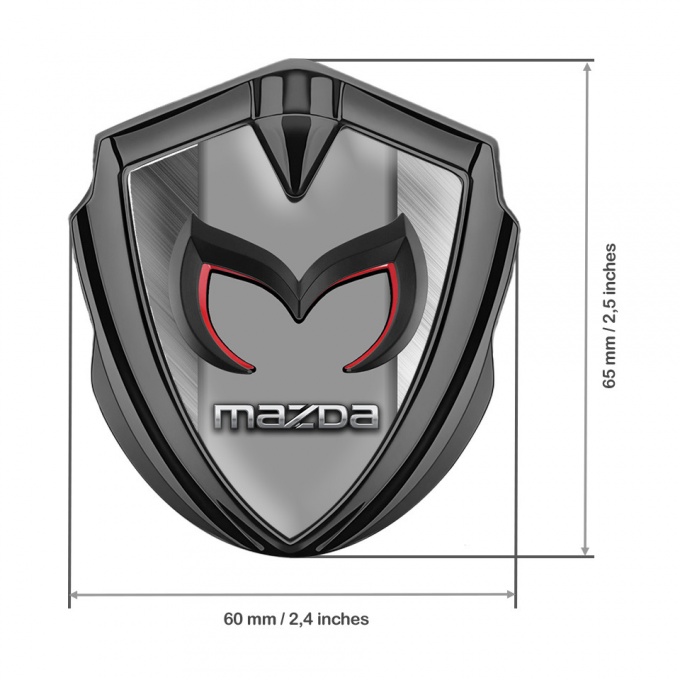Mazda Bodyside Domed Emblem Graphite Brushed Frame Chrome Logo Design ...