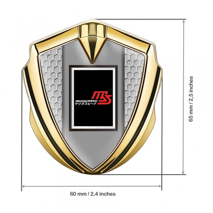 Mazda Speed Domed Emblem Badge Gold Honeycomb Japanese Style | Metal ...