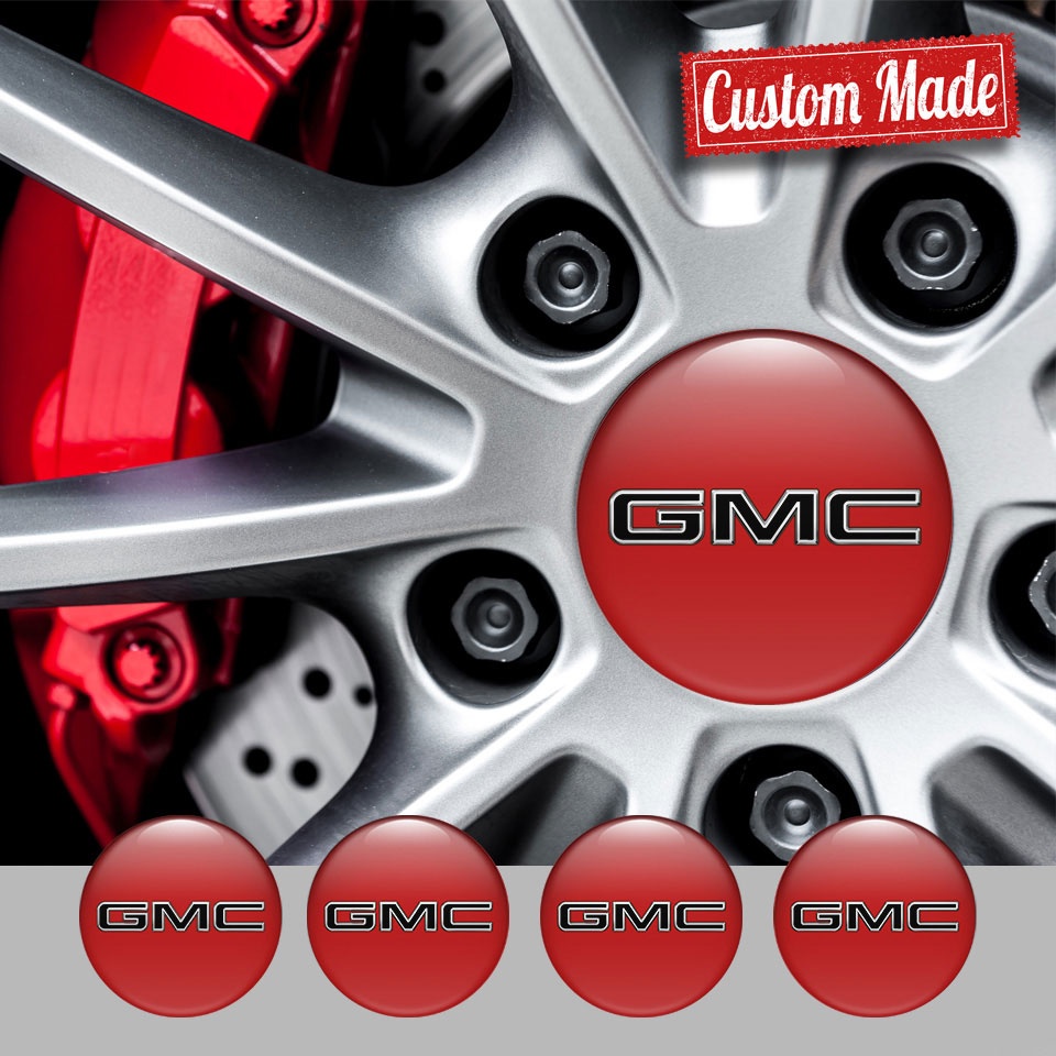 GMC Domed Stickers for Wheel Center Caps Red Edition | Wheel Emblems ...