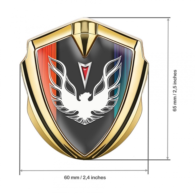 Pontiac Firebird Emblem Metal Badge Gold Color Frame White Red Logo ...