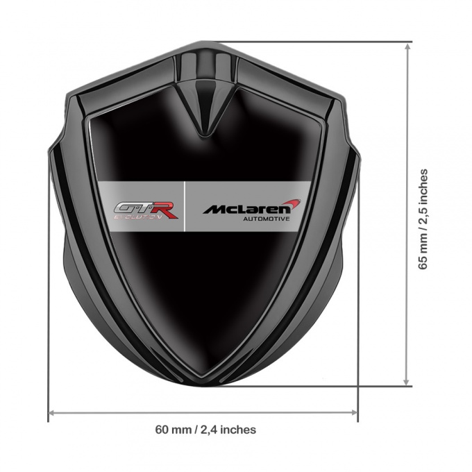 Mclaren GTR Silicon Emblem Badge Graphite Black Base Evolution Design ...