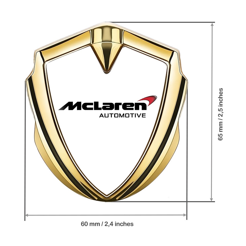 Mclaren Emblem Silicon Badge Gold White Background Classic Logo | Metal ...
