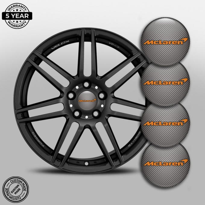 Mclaren Silicone Stickers for Wheel Caps Carbon Orange Style | Wheel ...