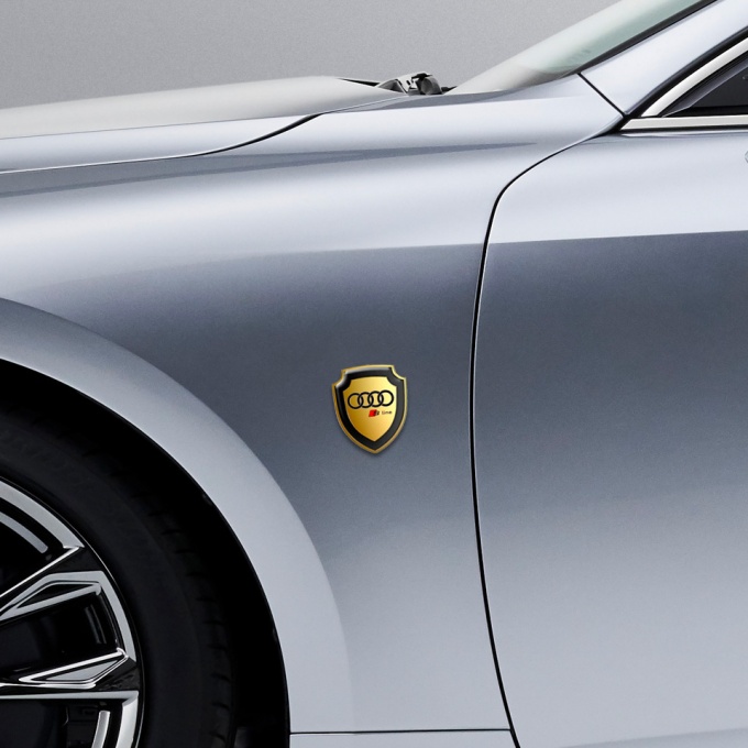 Audi S-line Silicone Sticker Gold Effect | Domed Emblems | Stickers | X ...