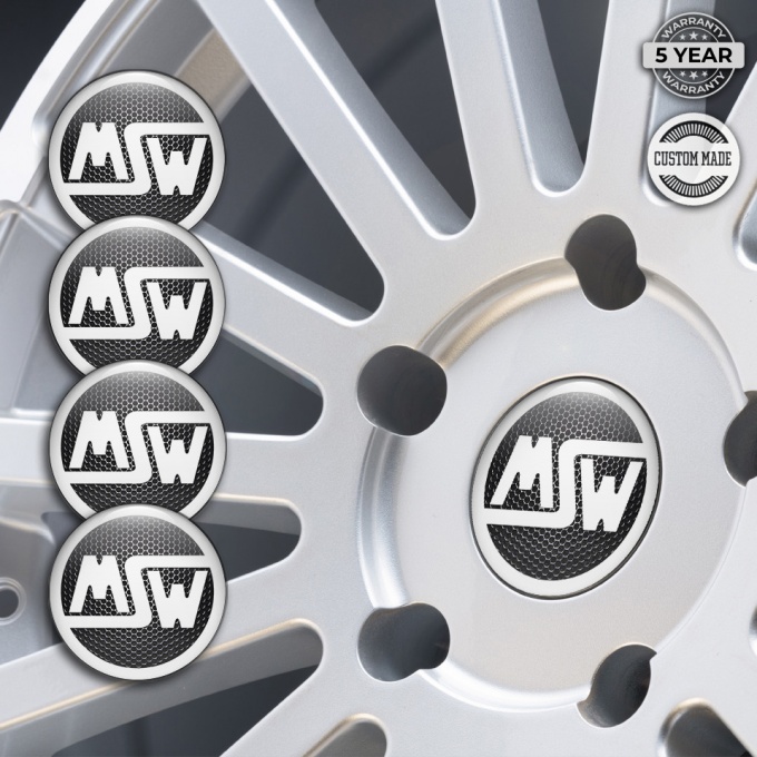 MSW Wheel Stickers for Center Caps Dark Grate Base White Logo | Wheel ...