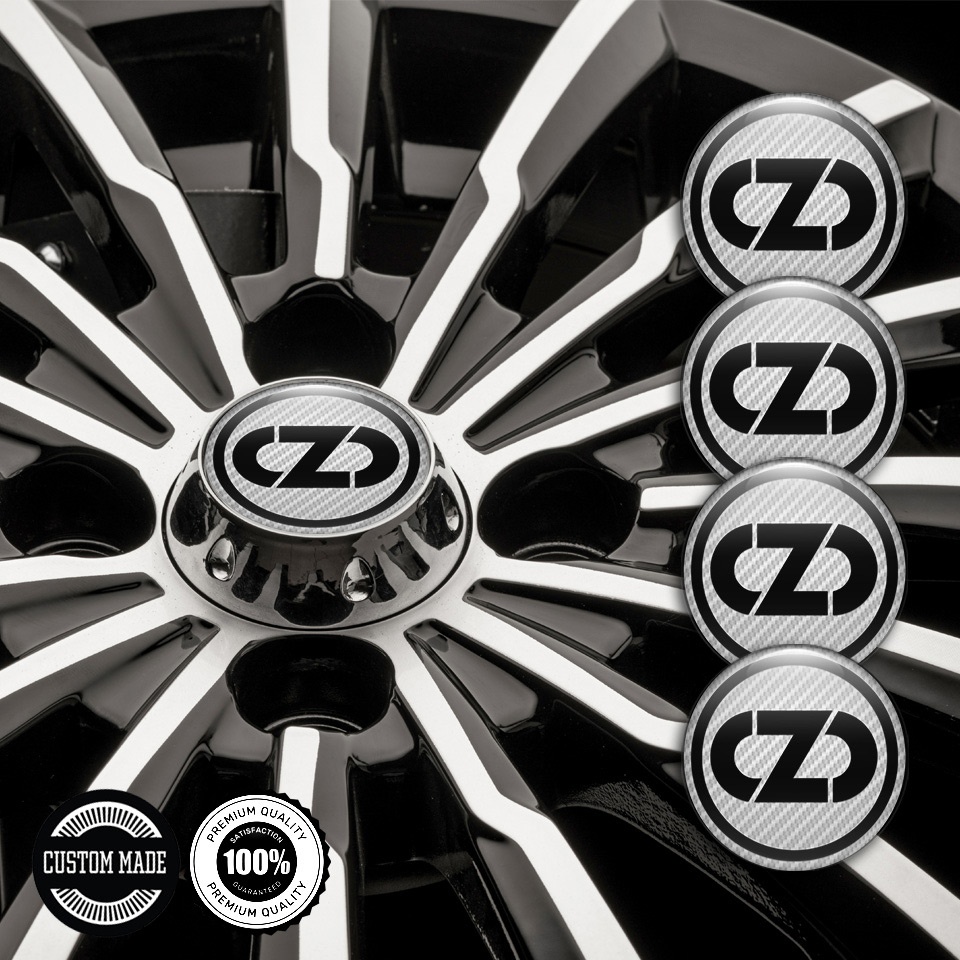 OZ Wheel Stickers for Center Caps Light White Carbon Black Ring Logo ...