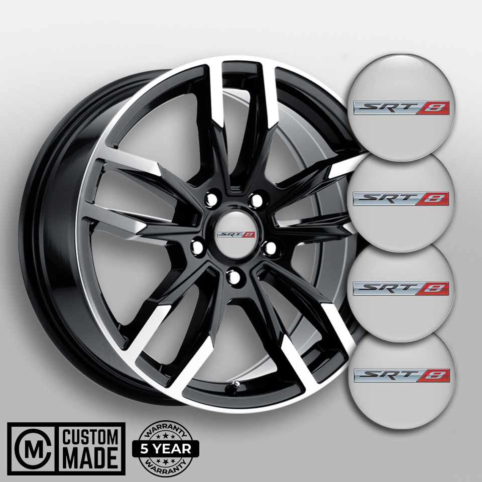 Dodge SRT8 Center Caps Wheel Emblem Grey Base Metal Logo | Wheel ...