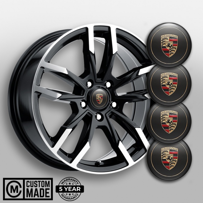 Porsche Emblems for Wheel Center Hub Black Old Style | Wheel Emblems ...