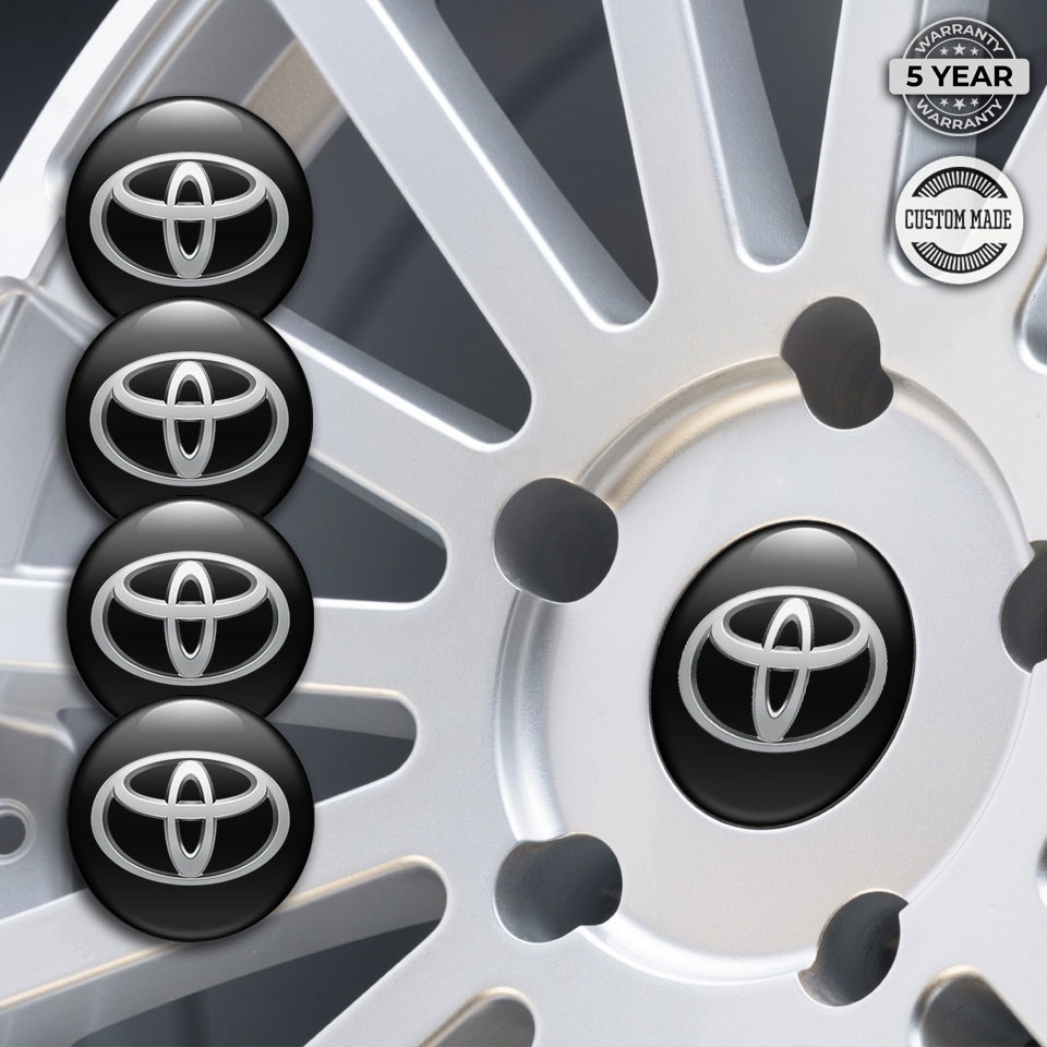Toyota Wheel Emblems for Center Caps Black Classic Edition | Wheel ...